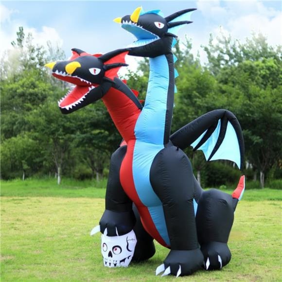 Holiday | 8 Ft Tall Halloween Inflatables Giant Fire And Ice Twoheaded ...